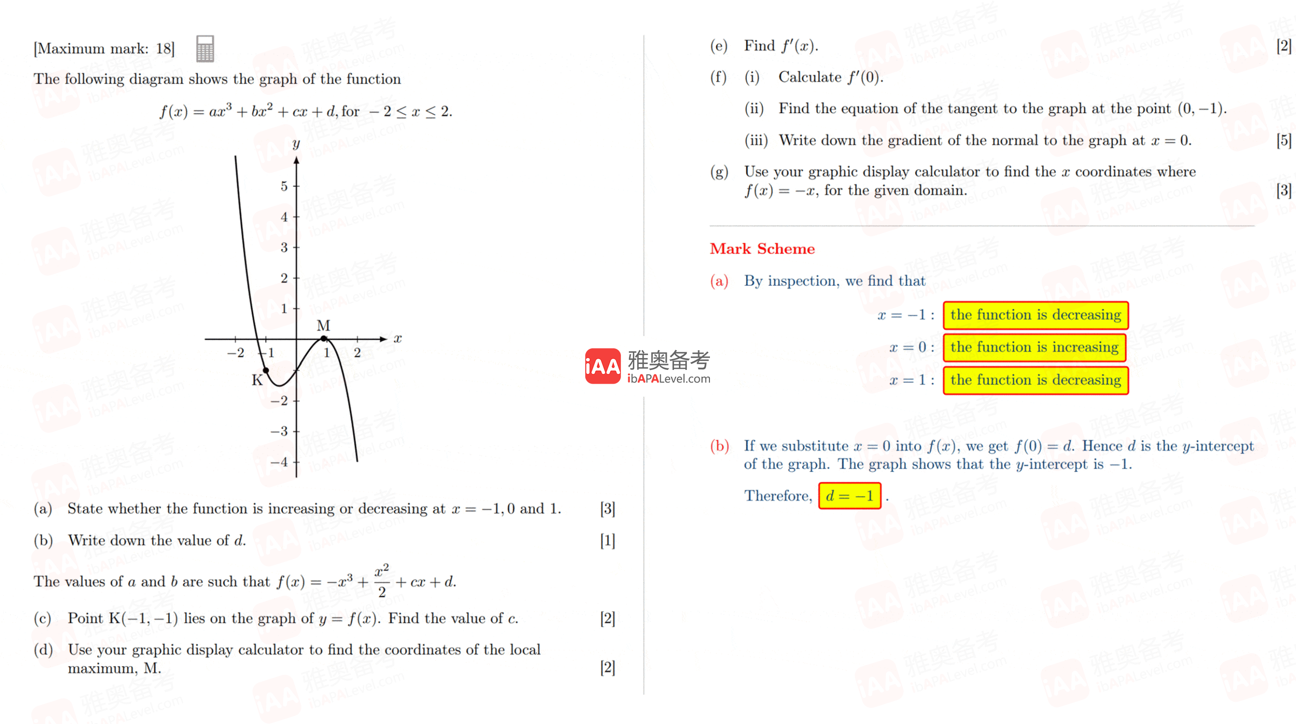Topic 5：Calculus 1-4 - 原始IB 数学 AI HL - 雅奥备考 - 雅奥备考国际教育资源平台!