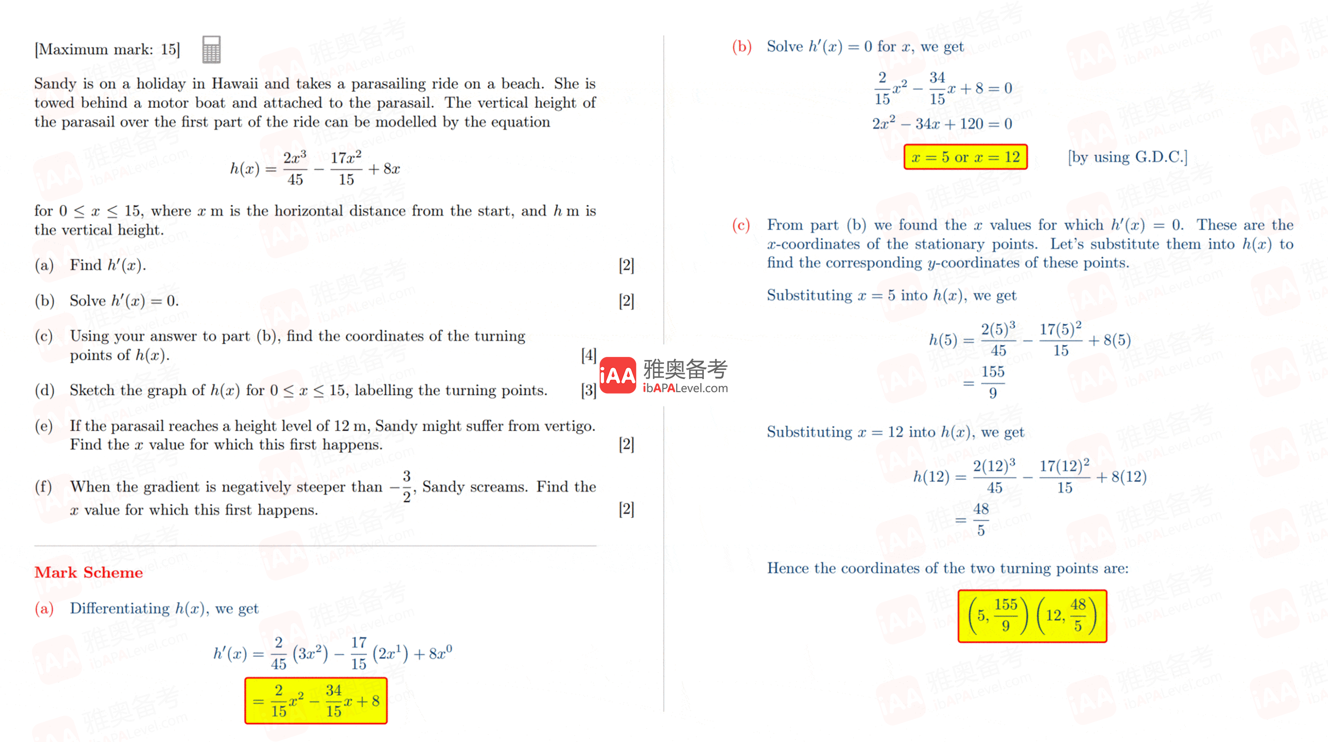 Topic 5：Calculus 1-4 - 原始IB 数学 AI HL - 雅奥备考 - 雅奥备考国际教育资源平台!
